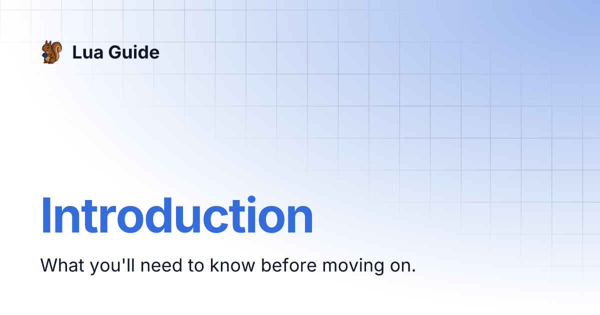 Introduction | Lua Guide